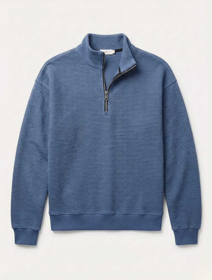 ARCTIC BLUE TEXTURED WAFFLE HALF-ZIP SWEATSHIRT W25N – VOY Egypt