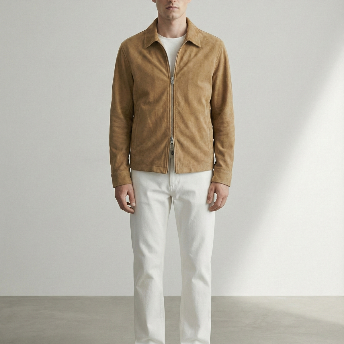 WARM CAMEL SUEDE-TOUCH ZIP OVERSHIRT W25N – VOY Egypt